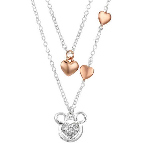 Disney | Jewelry | Disney Mickey Mouse Crystal Heart Pendant Necklace ...